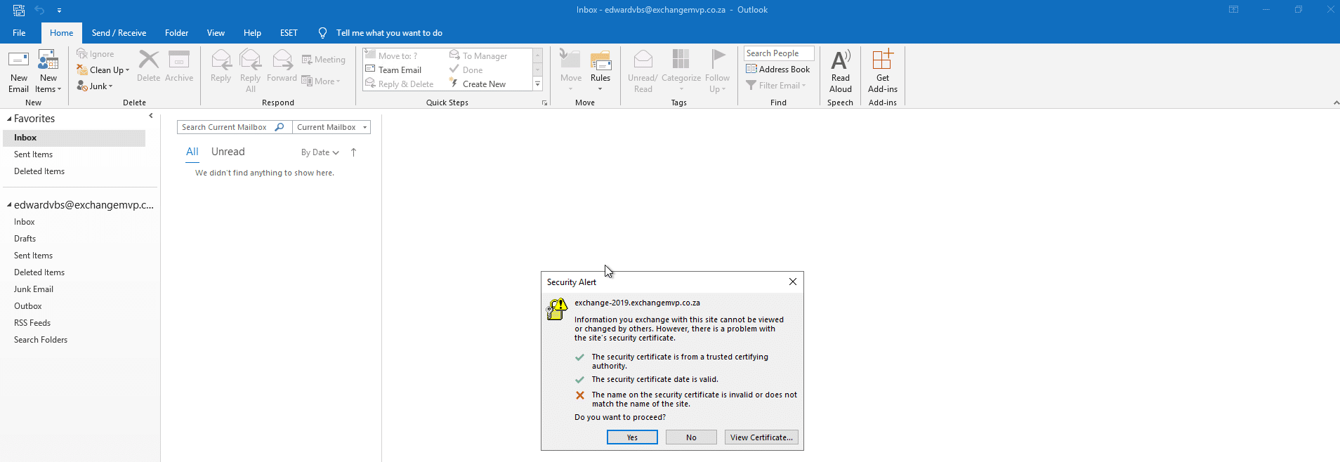 Exchange 2019 - Outlook Popup - COLLABORATION PRO